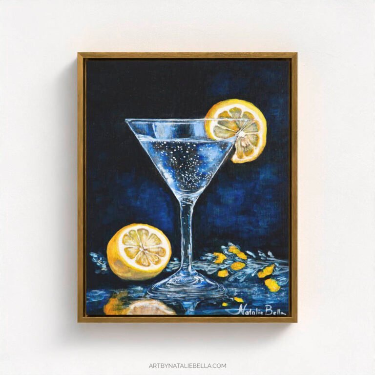 “Moonlight & Lemon Martini” Oil Painting – Float Frame Canvas Print ...